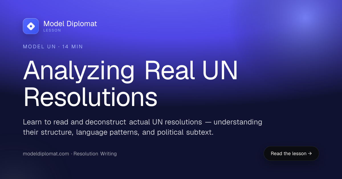 Analyzing Real UN Resolutions | Model Diplomat
