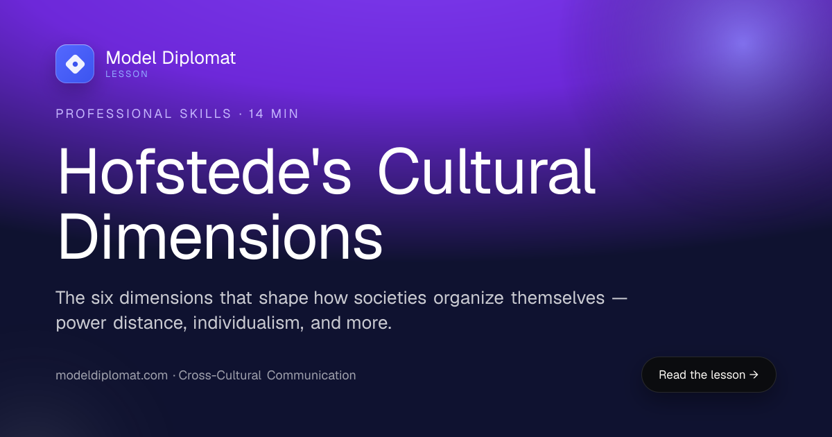 Hofstede's Cultural Dimensions | Model Diplomat