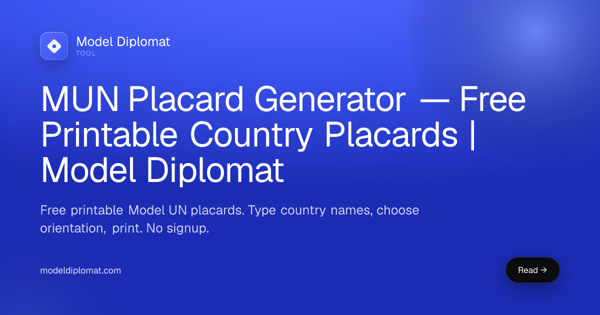 MUN Placard Generator — Free Printable Country Placards